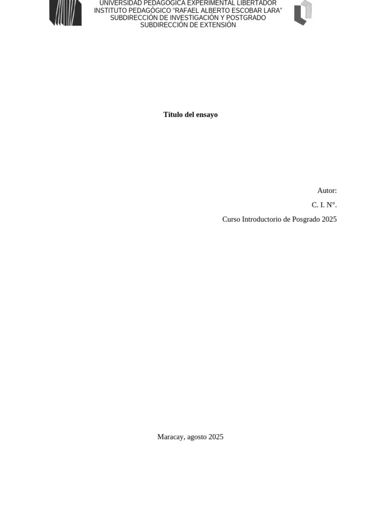 Formato para Presentación Del Ensayo CIP 2025 | PDF