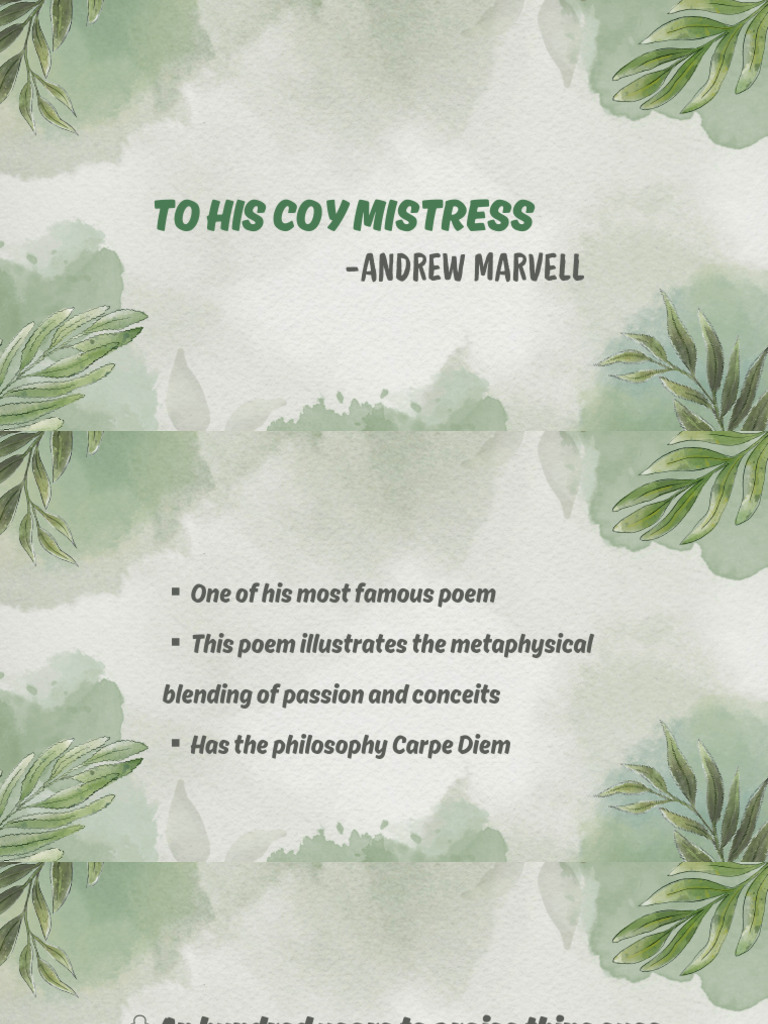 Marvell's Carpe Diem in Coy Mistress | PDF