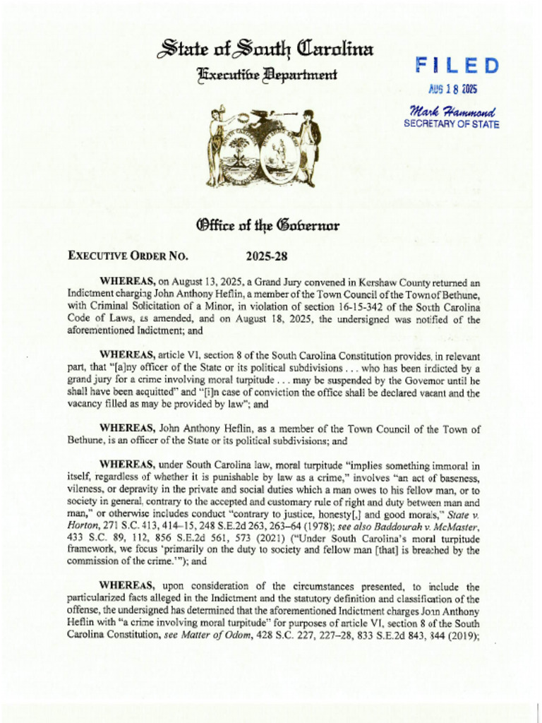 2025-08-18 FILED Executive Order No. 2025-28 Suspending Member of ...