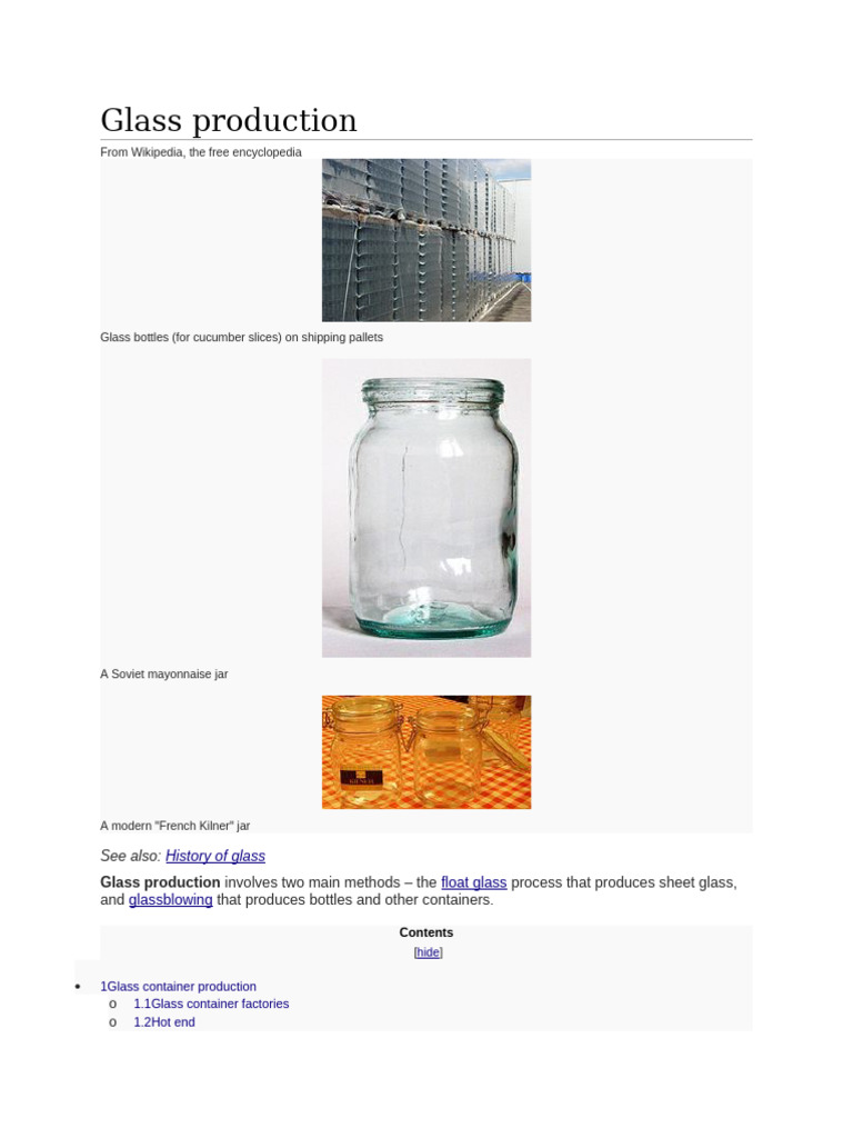 Glass Production Methods and Processes | PDF | Glasses | Materials