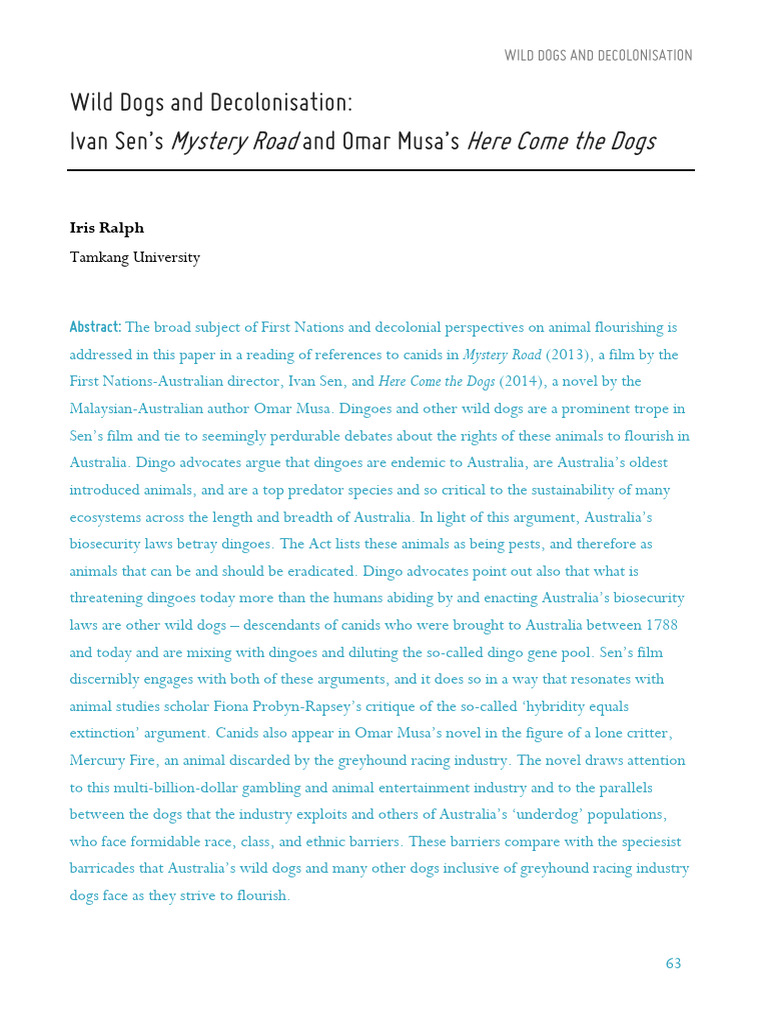 Wild Dogs in Decolonial Narratives | PDF | Indigenous Australians ...