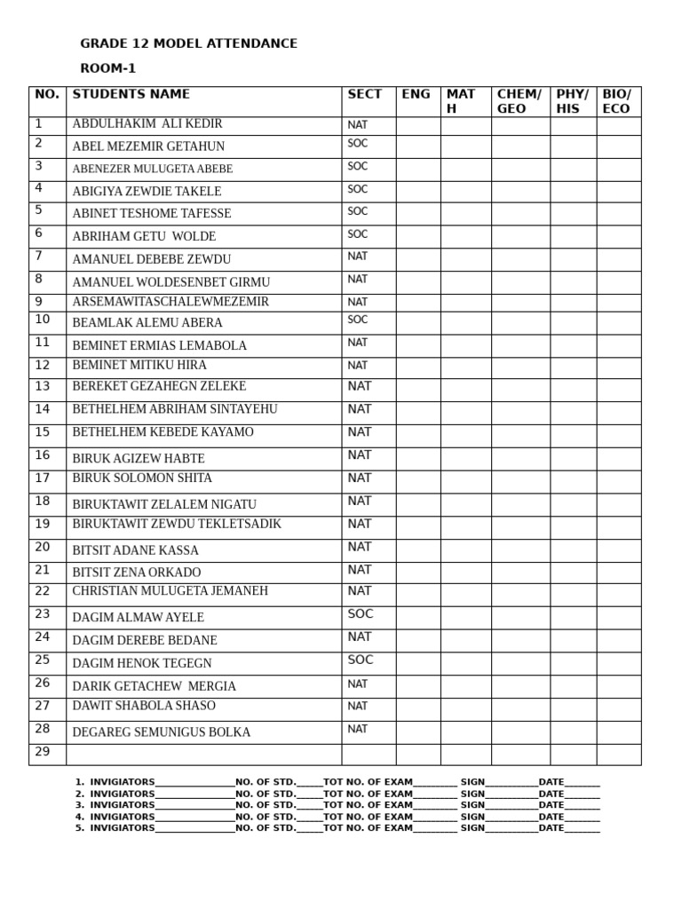 Grade 12 Attendance Records | PDF