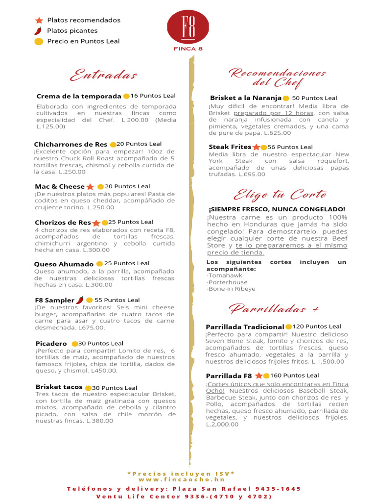 Menú de Finca Ocho | PDF | Taco | Parilla