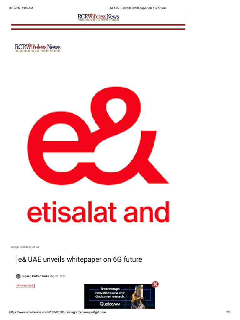 E& UAE Unveils Whitepaper On 6G Future | PDF | United Arab Emirates ...