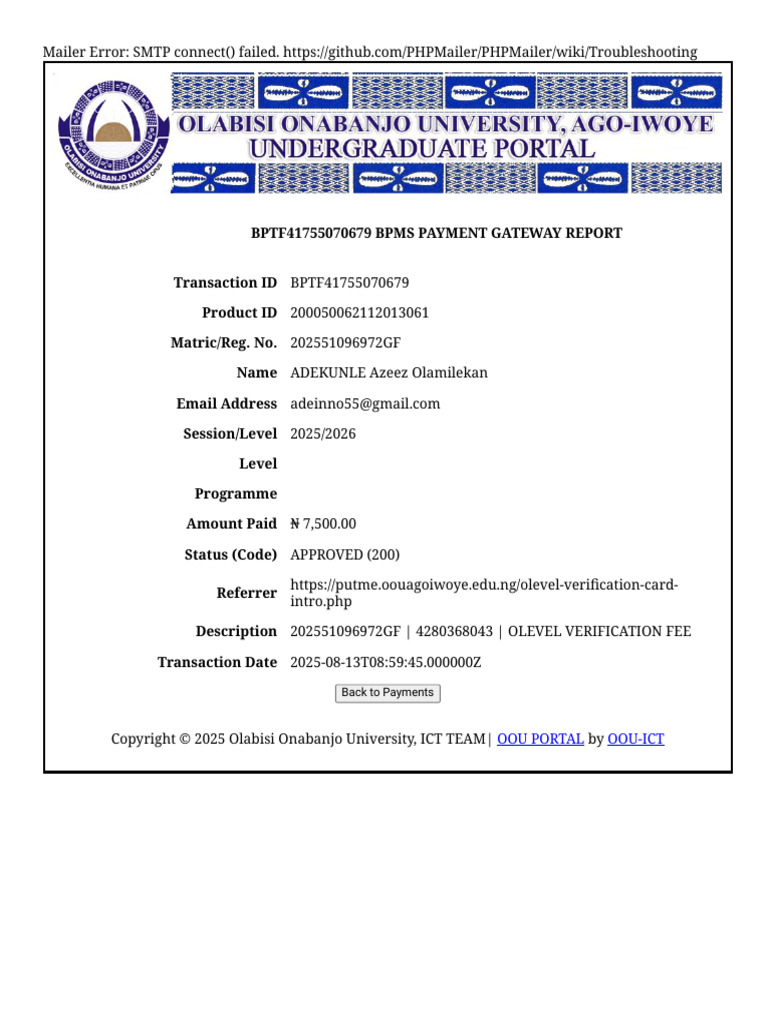 BPTF41755070679 BPMS Payment Gateway Report | PDF
