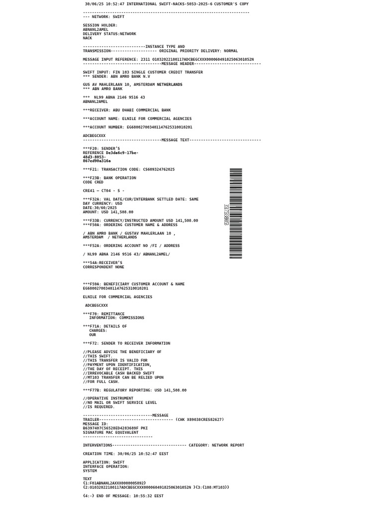 FIN 103 202 Interbank SWIFT Transfer | PDF | Banking Technology | Payments