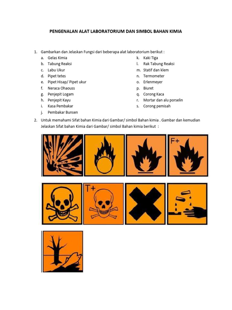 PENGENALAN ALAT LABORATORIUM DAN SIMBOL BAHAN KIMIA | PDF
