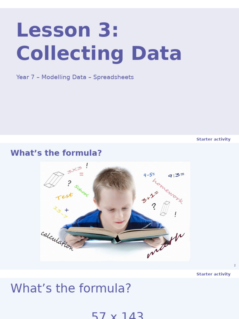 Slides - Year 7 - Modelling Data - Spreadsheets - Lesson 3 (2) | PDF