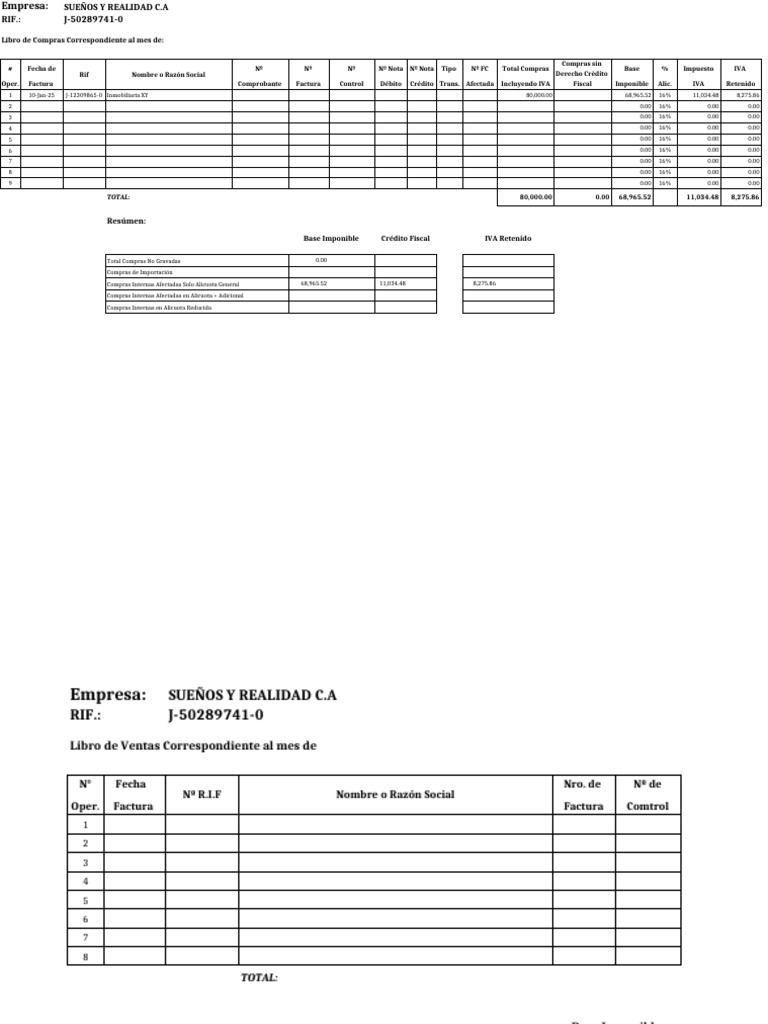 Informe de Compras y Ventas IVA 2025 | PDF | Factura | Impuesto al ...