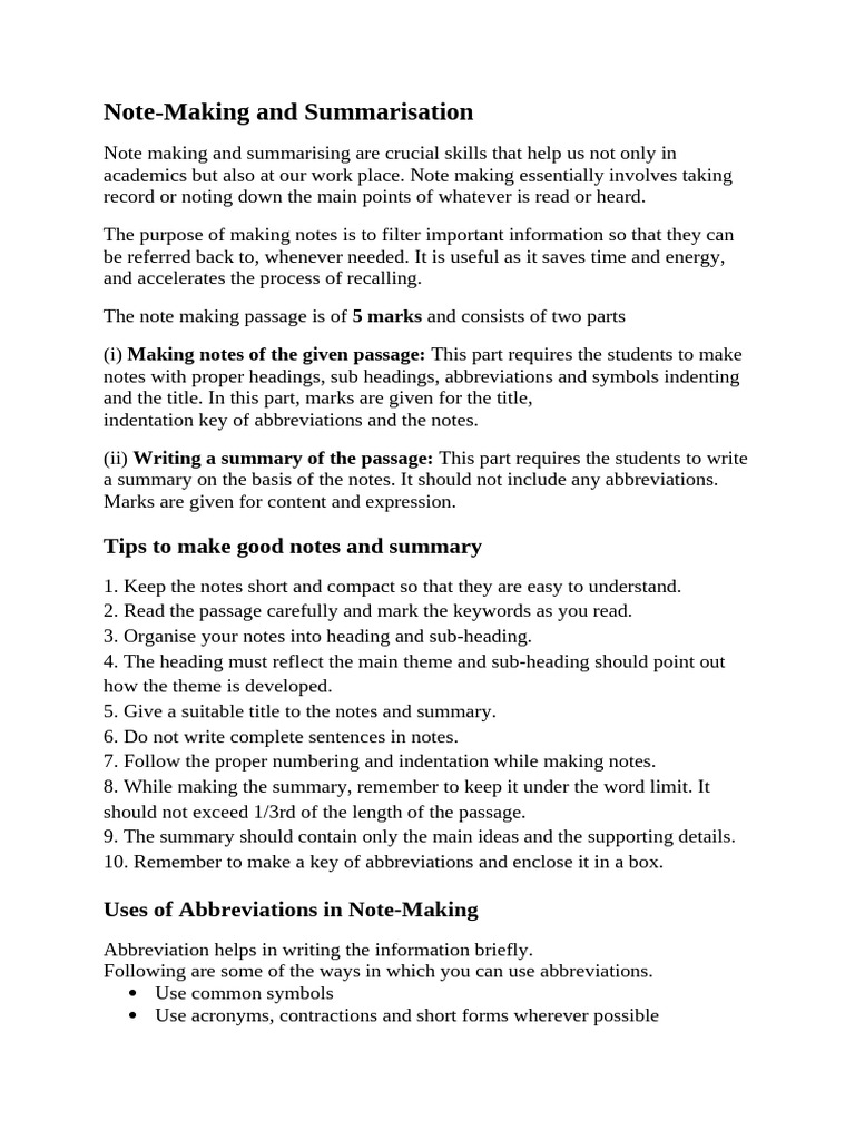 Note-Making and Summarisation Guide | PDF | Planets | Earth
