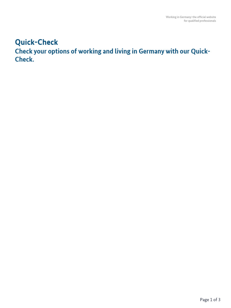 Quick-Check for Working in Germany | PDF