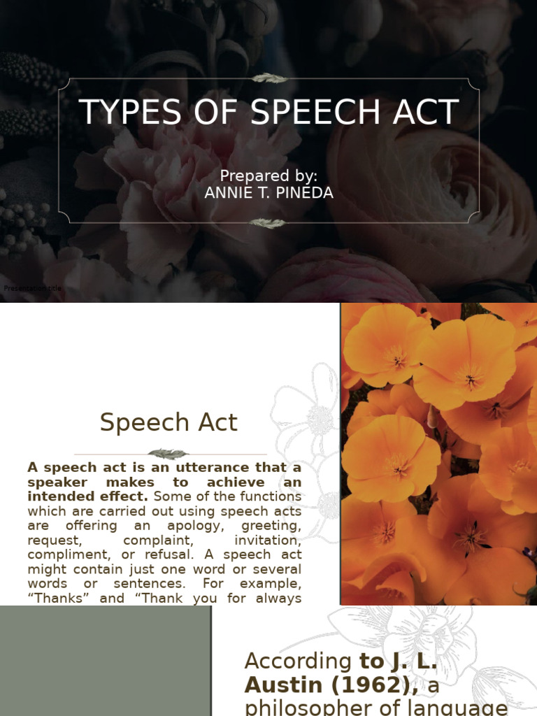 Types of Speech Acts Explained | PDF | Language Mechanics | Linguistics