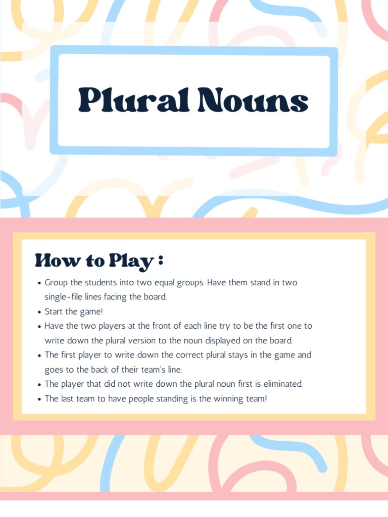 Plural Nouns Game | PDF