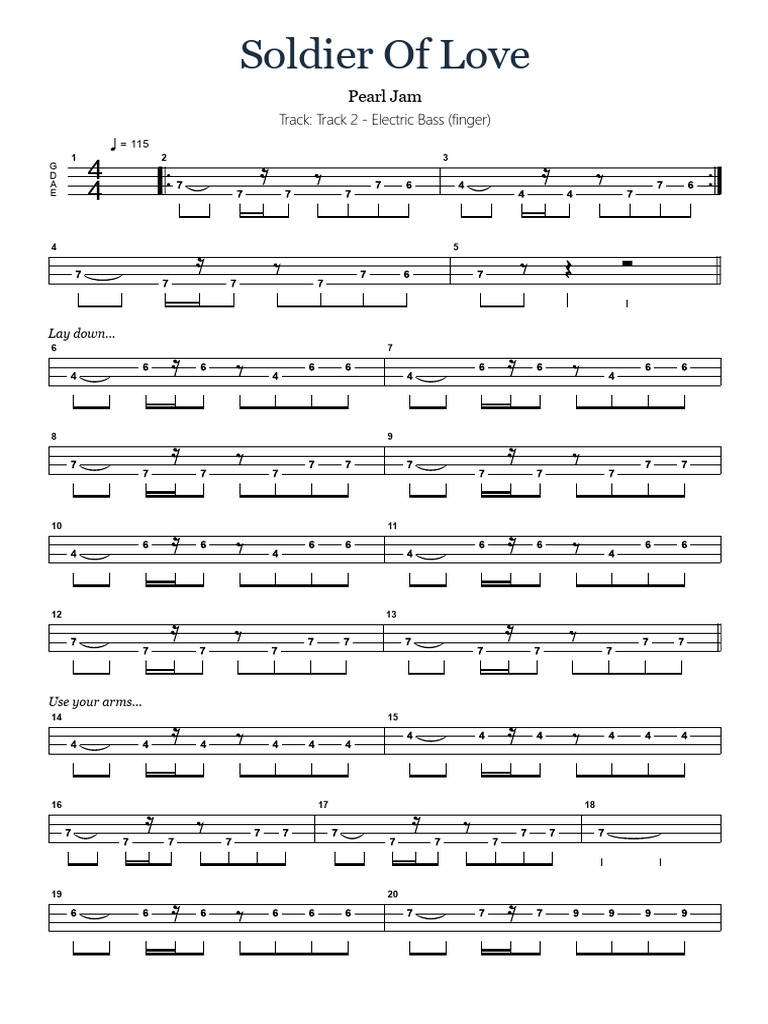 Pearl Jam - Soldier of Love Bass Tab | PDF