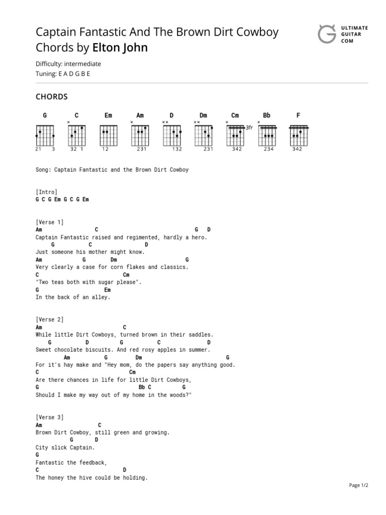 Captain Fantastic Chords Guitar | PDF