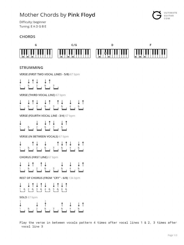 Mother Chords PIANO | PDF
