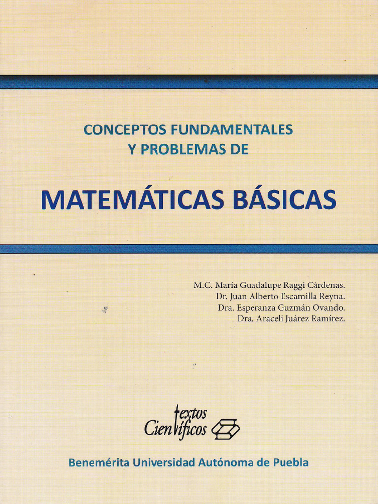 Conceptos Fundamentales y Problemas de Matematicas Basicas Portada | PDF