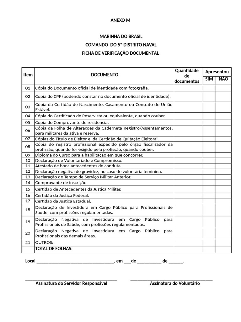 14-Anexo M - Ficha de Verificacao | PDF