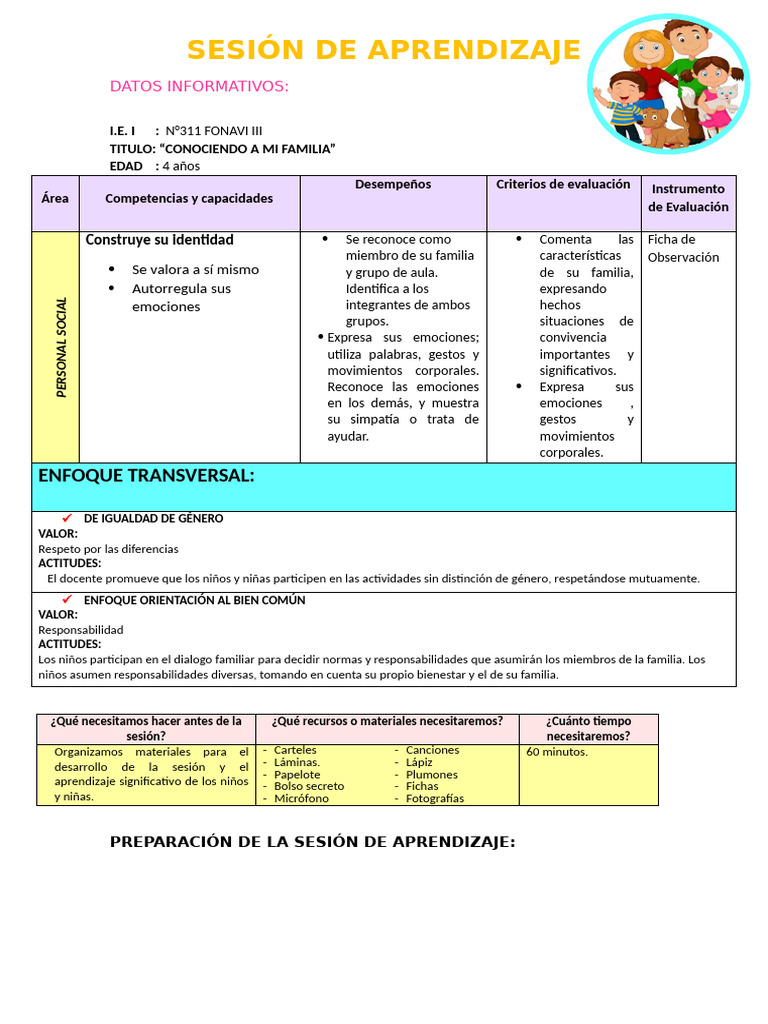 Conociendo a mi Familia: Actividades para Niños | PDF | Evaluación | Bailes
