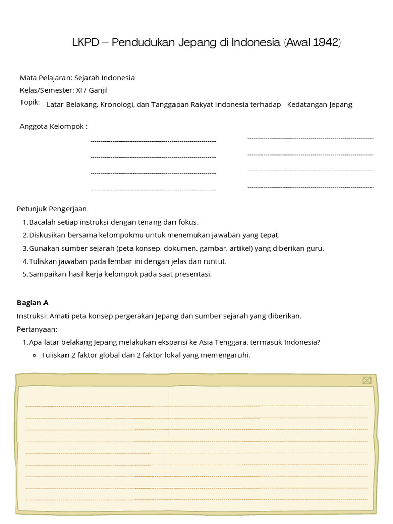 LKPD - Pendudukan Jepang Di Indonesia (Awal 1942) - 20250819 - 071638 - 0000 | PDF