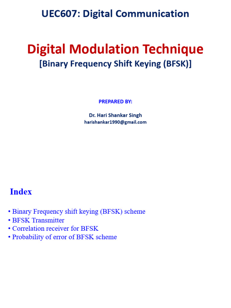 Lecture - Digital Modulation Technique-BFSK (Haykin) | PDF ...