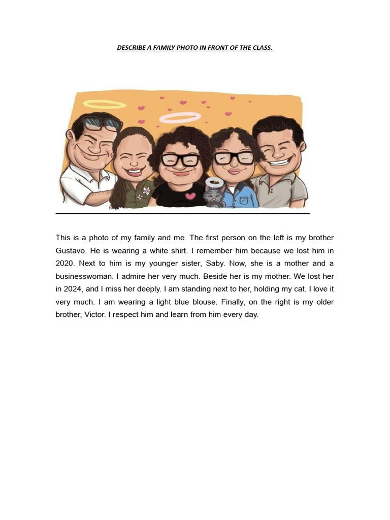 Describe A Family Photo in Front of The Class. | PDF