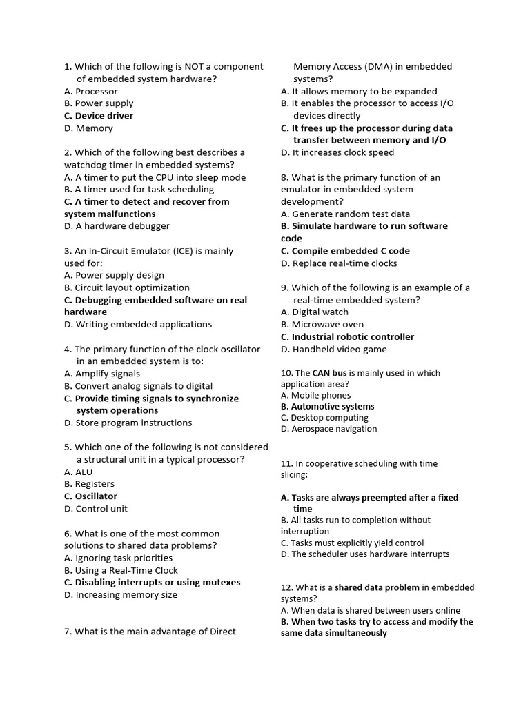 Emb MCQ | PDF | Central Processing Unit | Embedded System