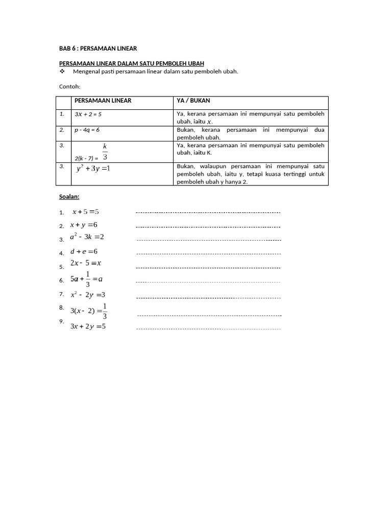 Tingkatan 1 (Math Alya Dini) | PDF
