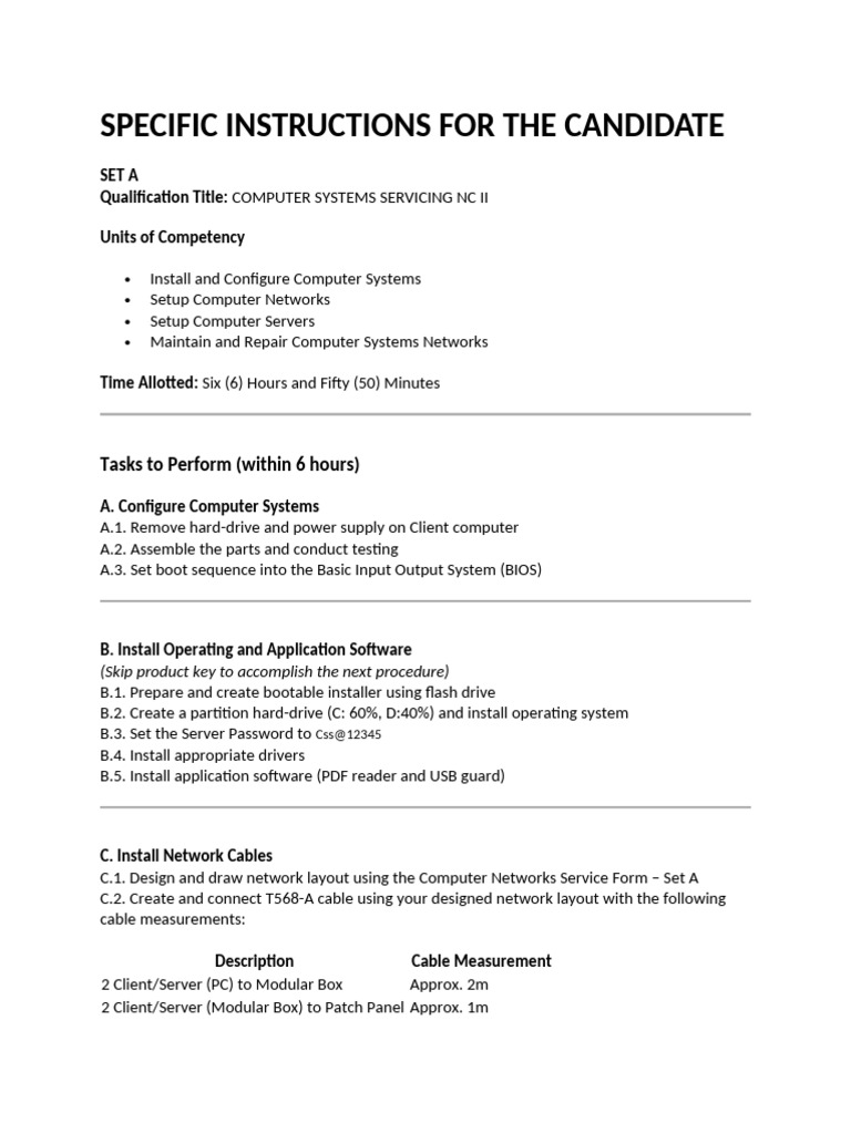 Specific Instructions For The Candidate - Set A | PDF | Domain Name System | Computer Network