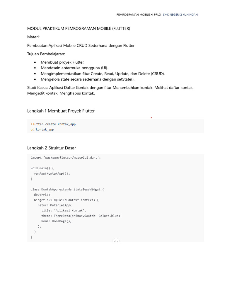 Modul Praktikum Pemrograman Mobile | PDF