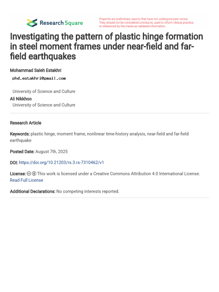 Plastic Hinge Formation in Steel Frames | PDF | Beam (Structure) | Bending