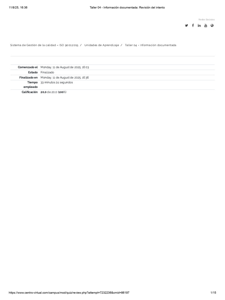 Taller 04 - Información Documentada - Revisión Del Intento EVALE | PDF