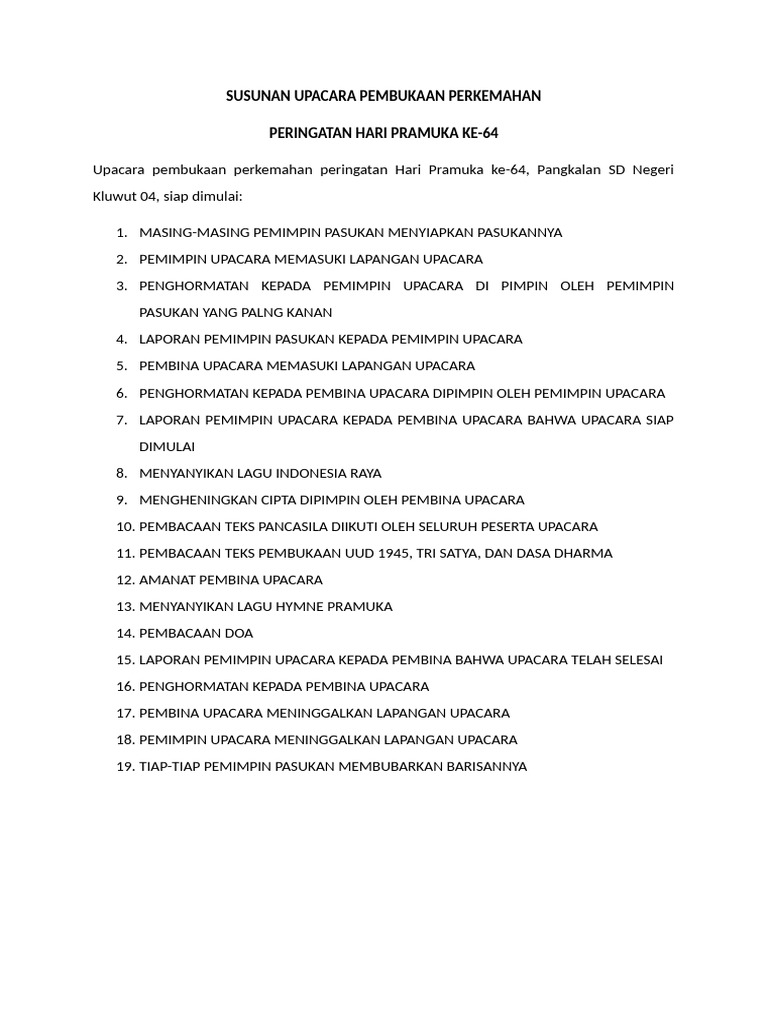Upacara Pembukaan Perkemahan Pramuka | PDF