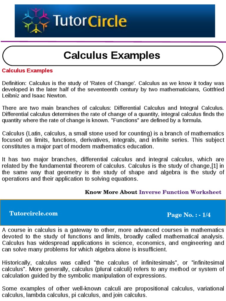 Calculus Examples | PDF | Calculus | Differential Calculus