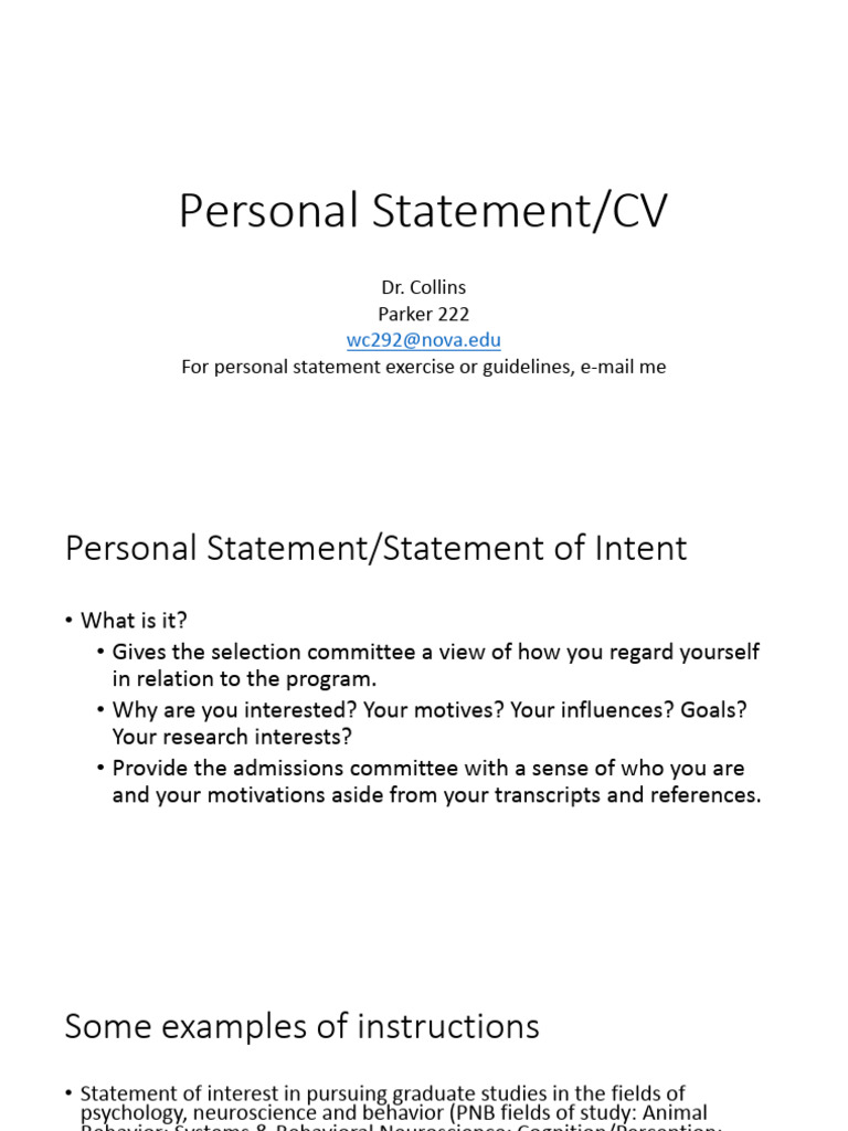 personal-statement-slides | PDF | Motivational | Motivation