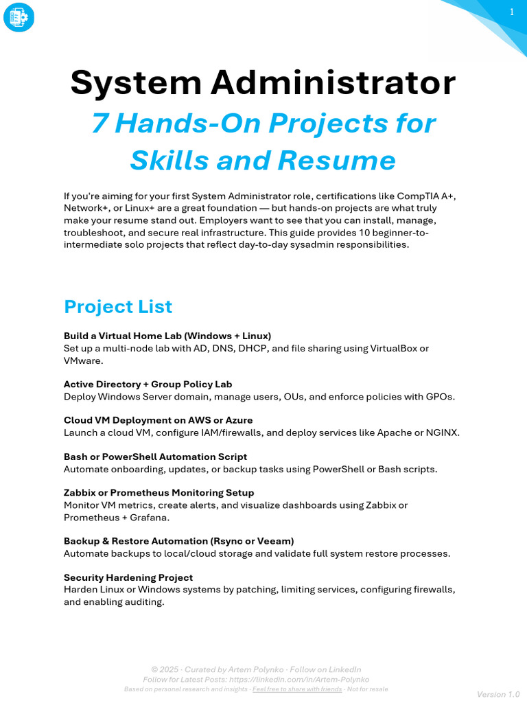 7 Essential Sysadmin Projects | PDF | Active Directory | Group Policy