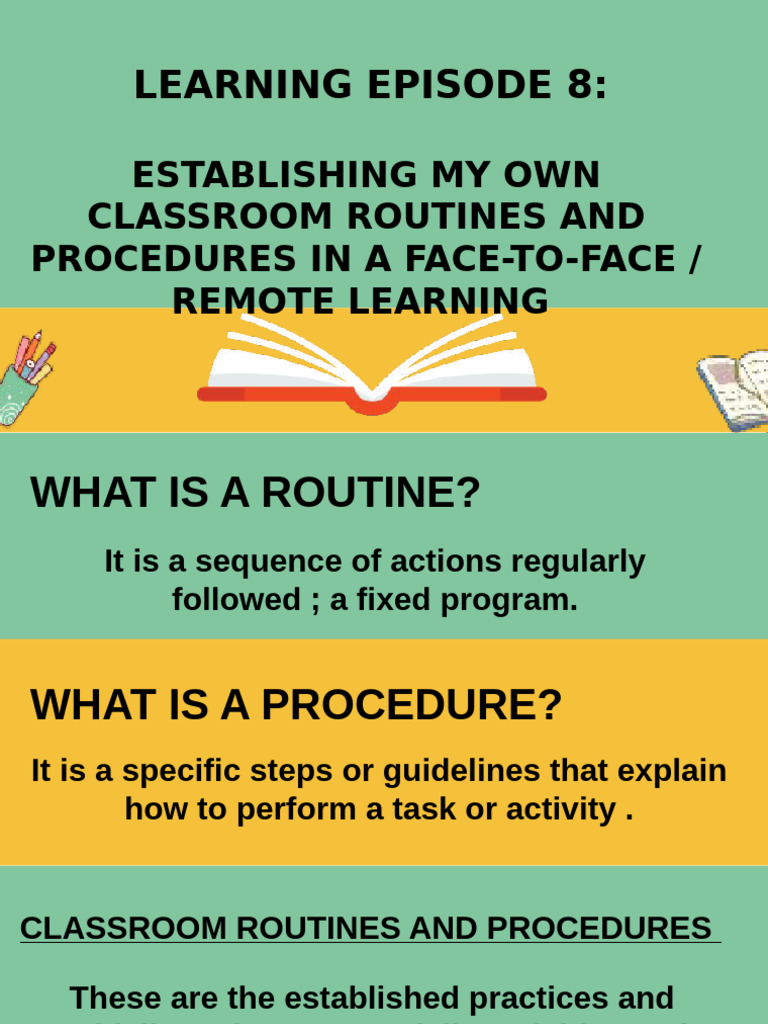 Classroom Routines for Effective Learning | PDF | Classroom Management ...