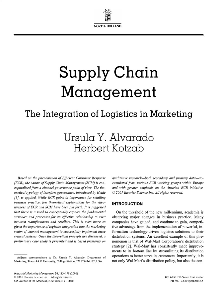 2 - Supply Chain Management The Integration of Logistics in Marketing | PDF