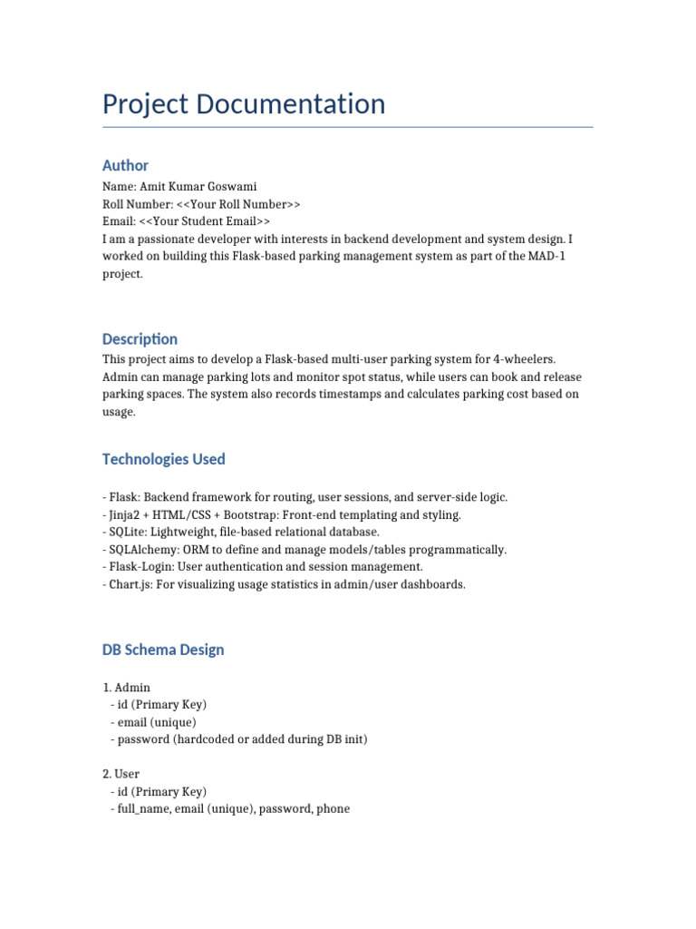 Vehicle Parking Project Report | PDF | Computing | Data Management