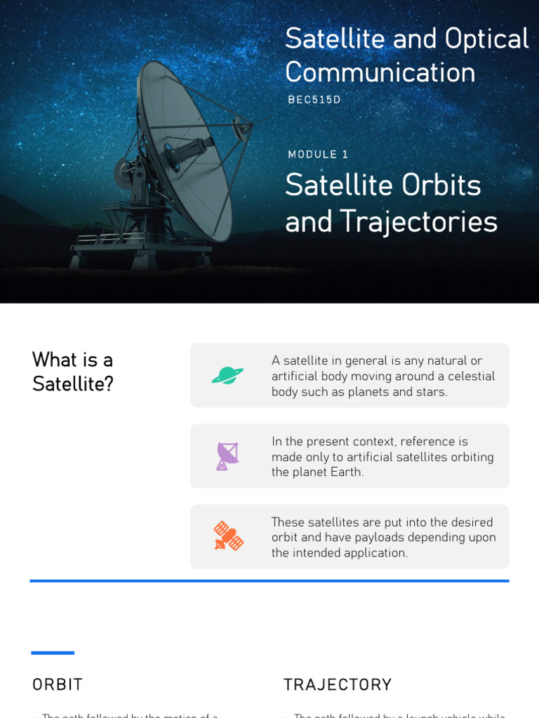 Satellite and Optical Communication (BEC515D) - Satellite Orbits and ...