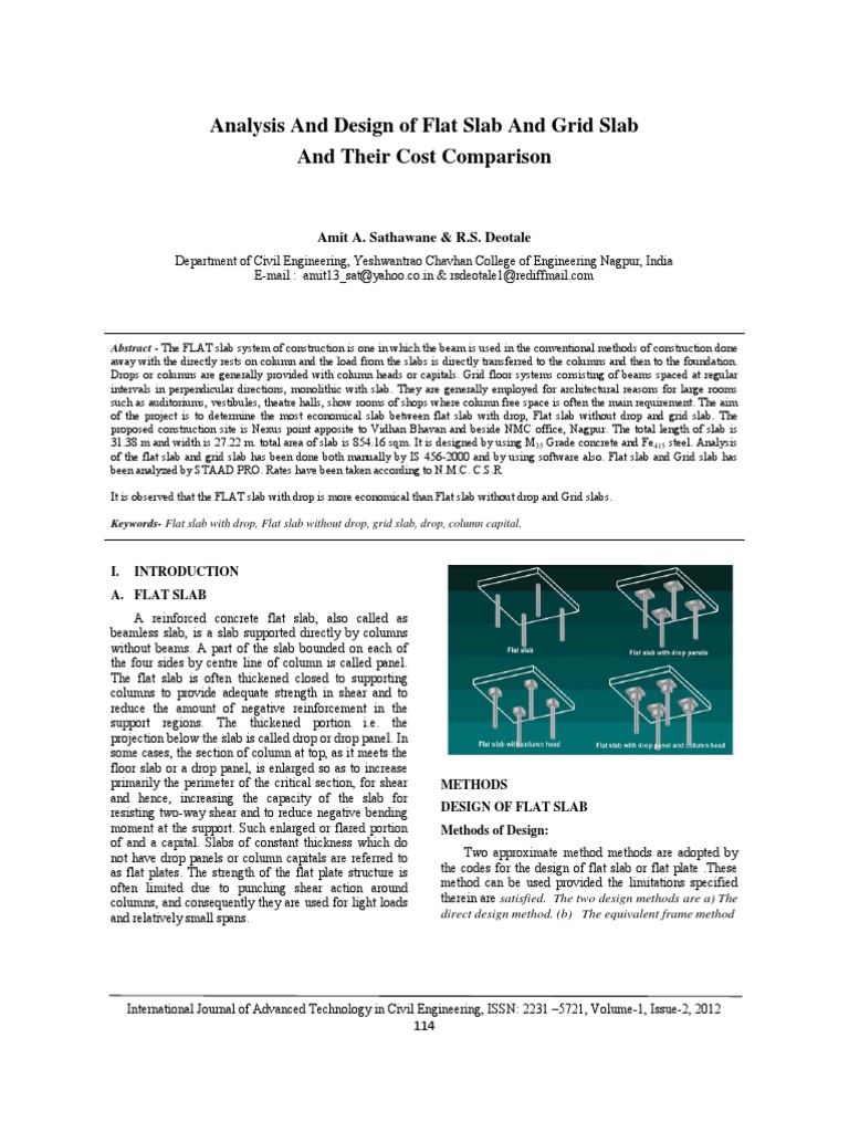 Flat and Grid Slab Design Analysis | PDF | Structural Steel | Column