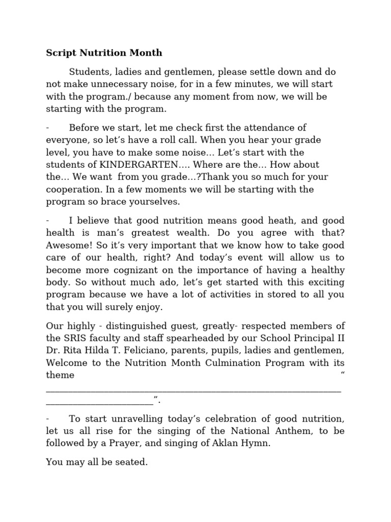 Script Nutrition Month Celebration | PDF