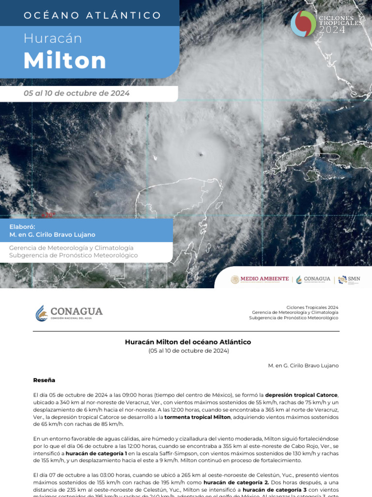 Huracán Milton: Trayectoria y Datos 2024 | PDF | Ciclones tropicales ...