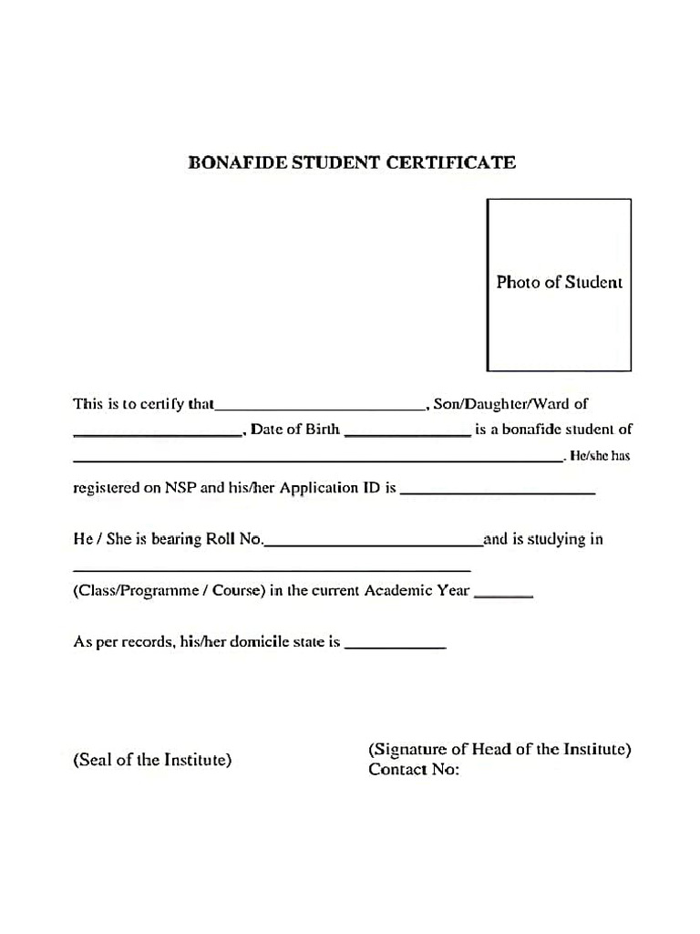 Bonafide Student Certificate | PDF