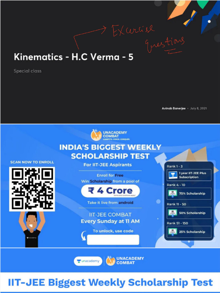 Kinematics HC Verma 5 With Anno | PDF