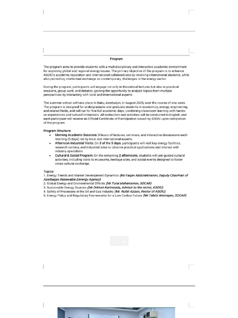 Program Asoiu Topic Energy | PDF