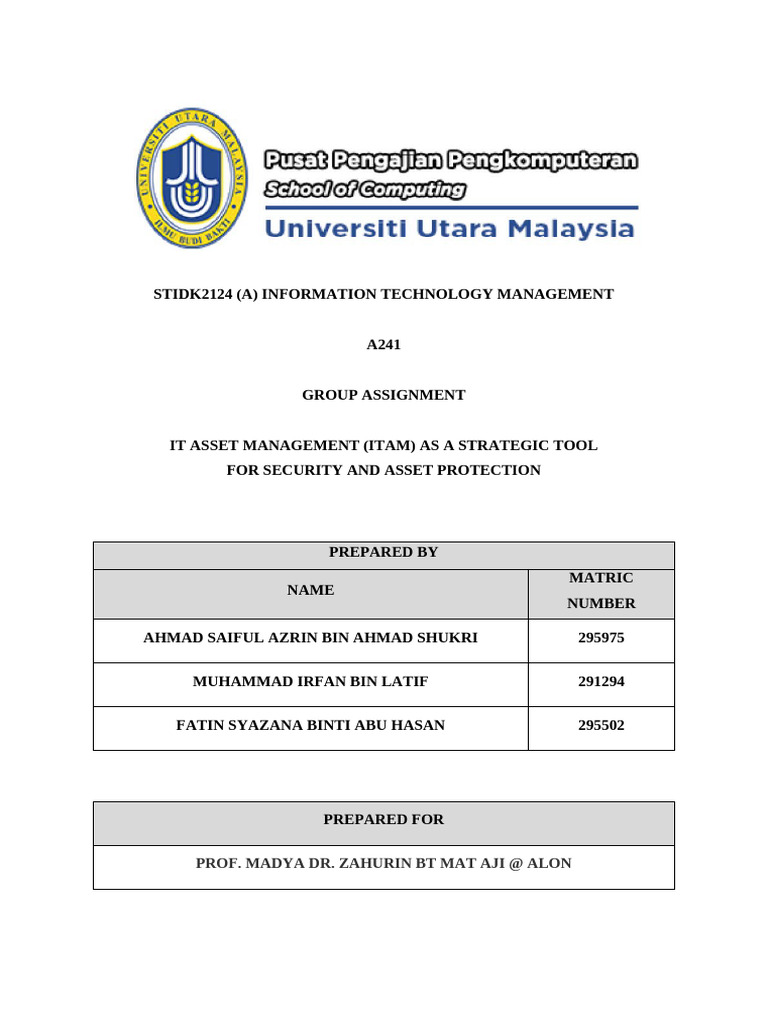 Stidk2124 (A) It Management - Team 1 (Final Draft-Done) | PDF ...