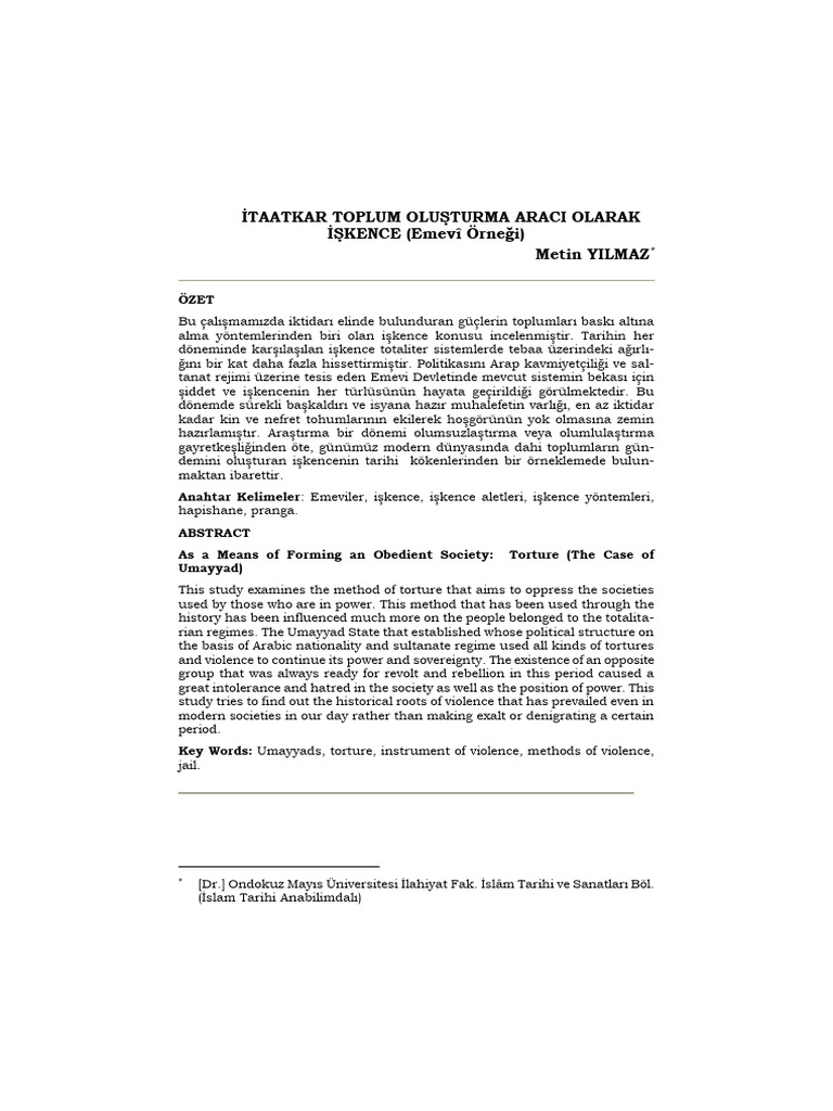 Taatkar Toplum Olu - Turma Arac - Olarak - Kence (Emev - Rne - I) (#61988) - 52383 | PDF