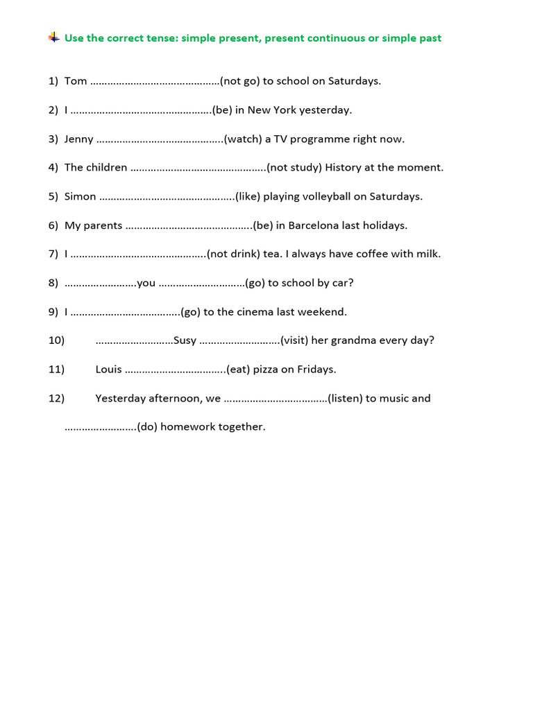 REVISION Use The Correct Tense | PDF