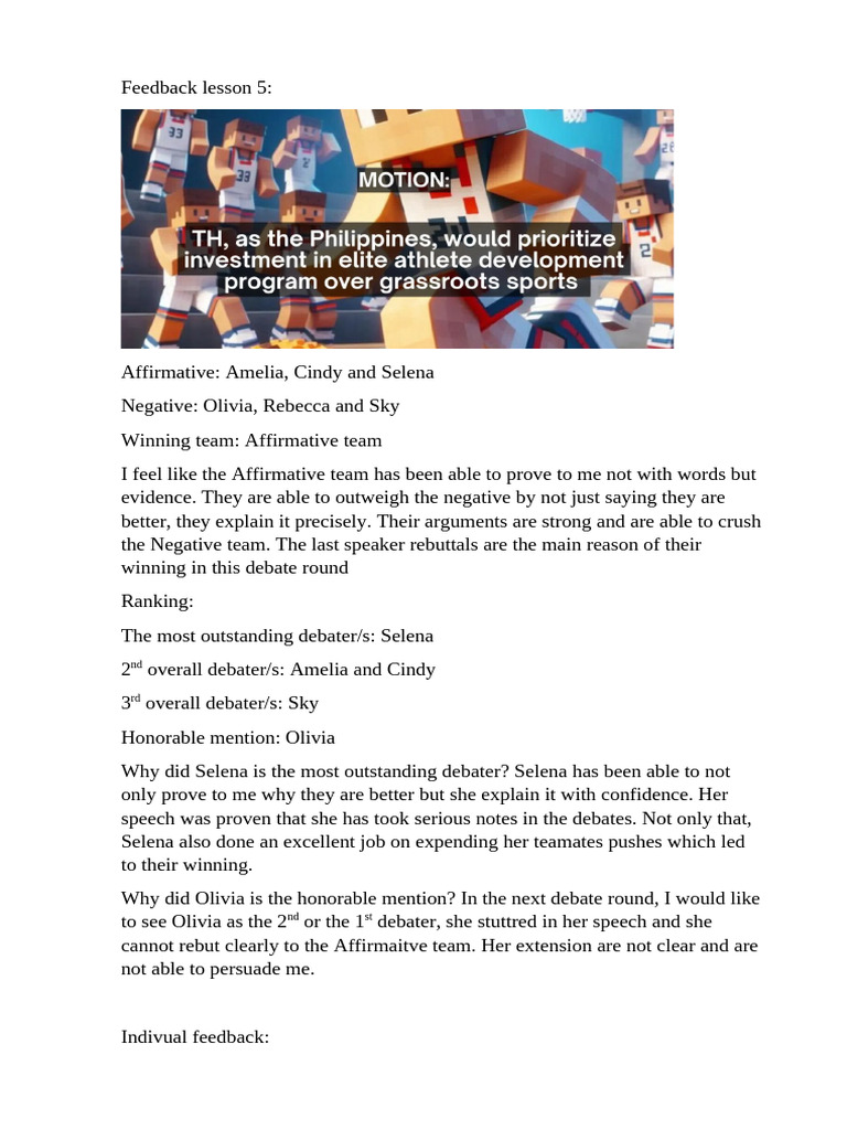 Feedback Lesson 5 | PDF